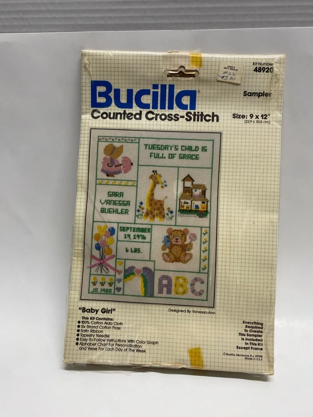 Bucilla | Art | 8a Bucilla Counted Crossstitch Sampler Baby Girl Pastel ...